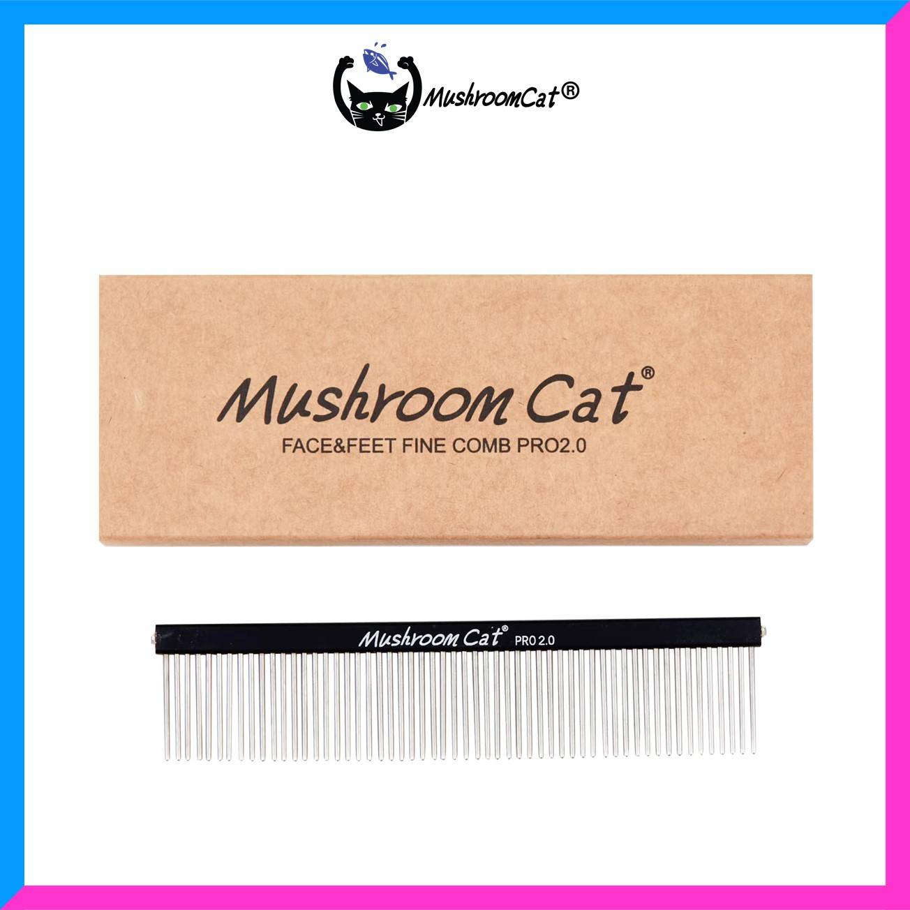 MushroomCat Pro Face & Feet Fine Comb - Stainless Steel Pins