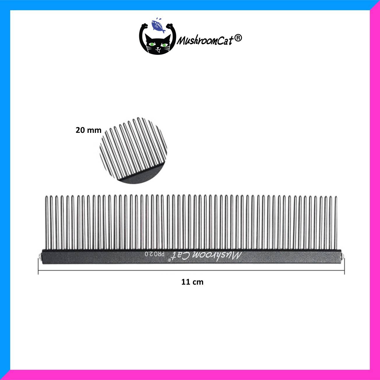 MushroomCat Pro Face & Feet Fine Comb - Stainless Steel Pins